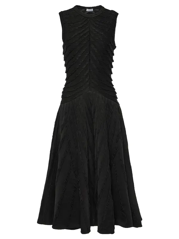 Alaïa Gathered Midi Dress - Black