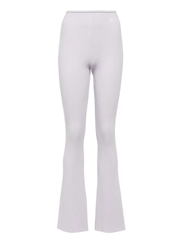 COURREGES Courrèges Reedition Ribbed-knit Flared Pants - White