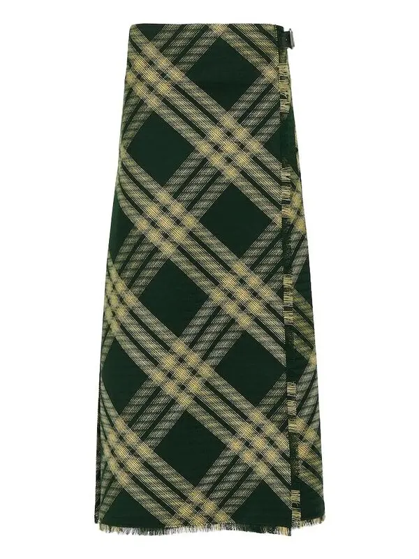 Burberry Checked High-rise Midi Skirt - Green