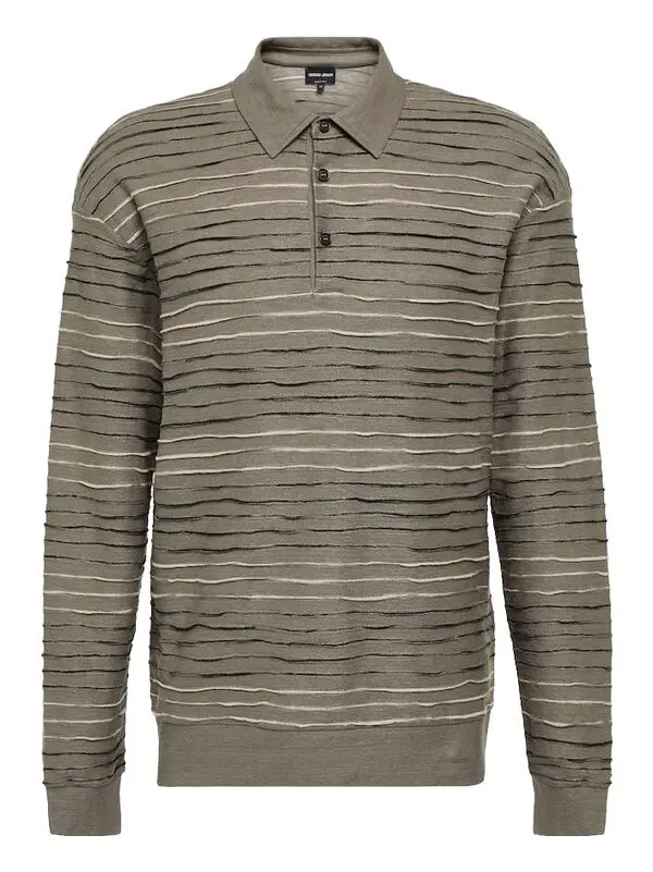 Giorgio Armani Intarsia Linen-blend Polo Sweater - Multicoloured