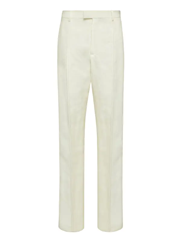 Bottega Veneta Linen Straight Pants - White