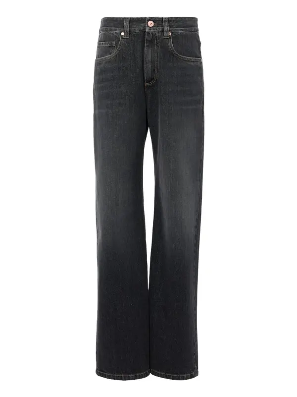Brunello Cucinelli Mid-rise Wide-leg Jeans - Black