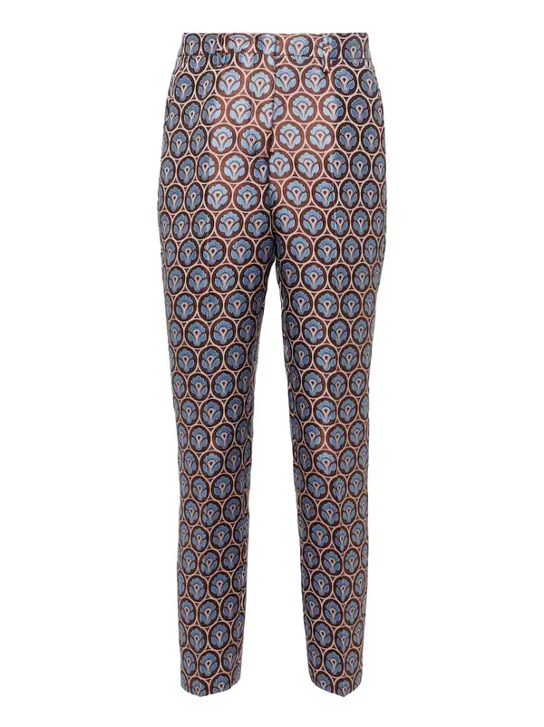 Etro Cropped Jacquard Slim Pants - Multicoloured
