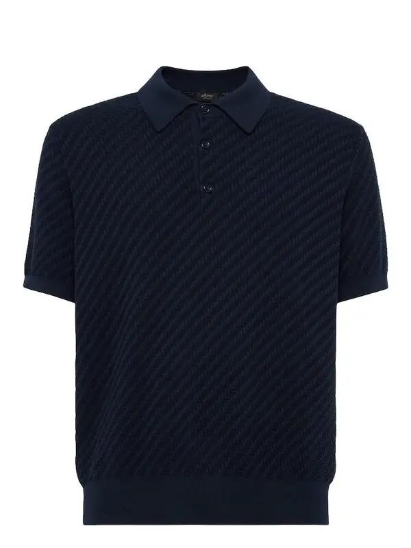 Brioni Cotton, Silk, And Cashmere Polo Shirt - Blue