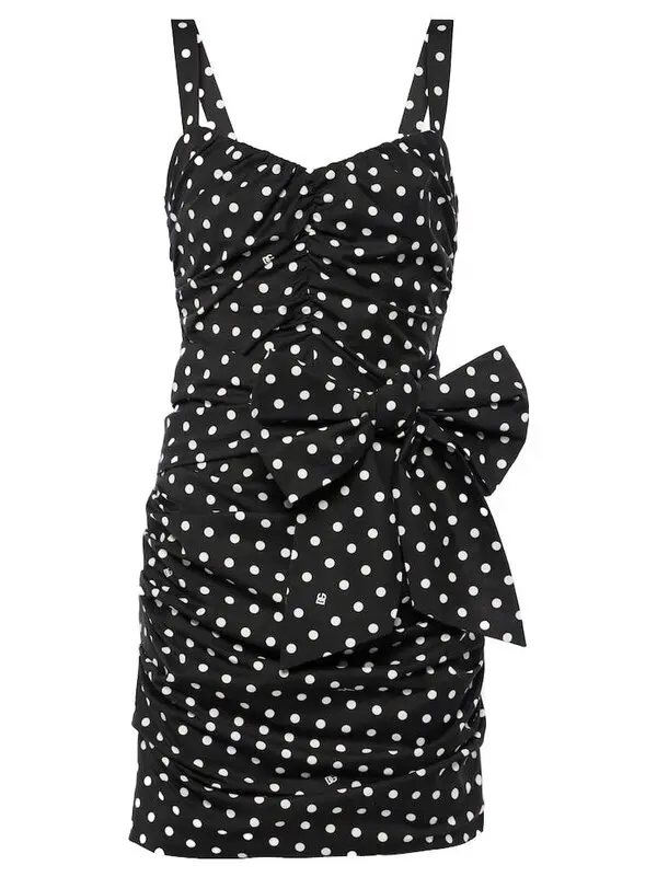 Dolce & Gabbana Polka-dot Cotton-blend Minidress - Black