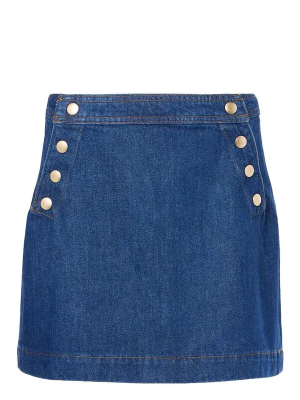 FRAME Sailor Snap Denim Miniskirt - Blue