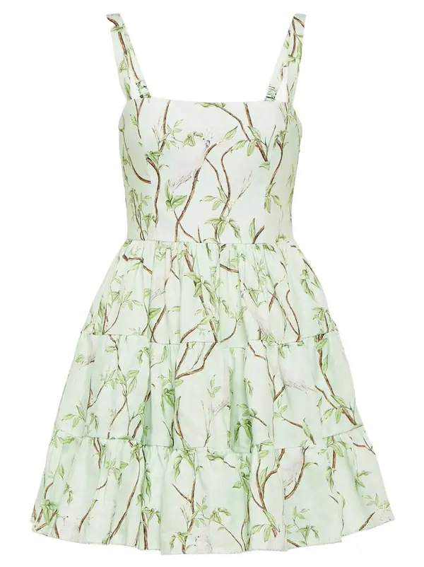 Agua Bendita Lima Printed Minidress - Green