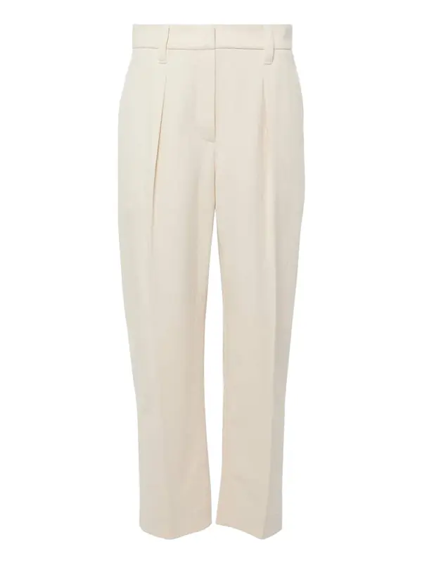 Brunello Cucinelli Gabardine High-rise Straight Pants - White