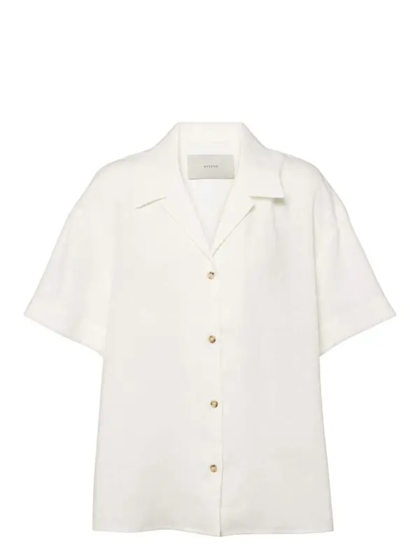 Asceno Prague Linen Bowling Shirt - Neutrals