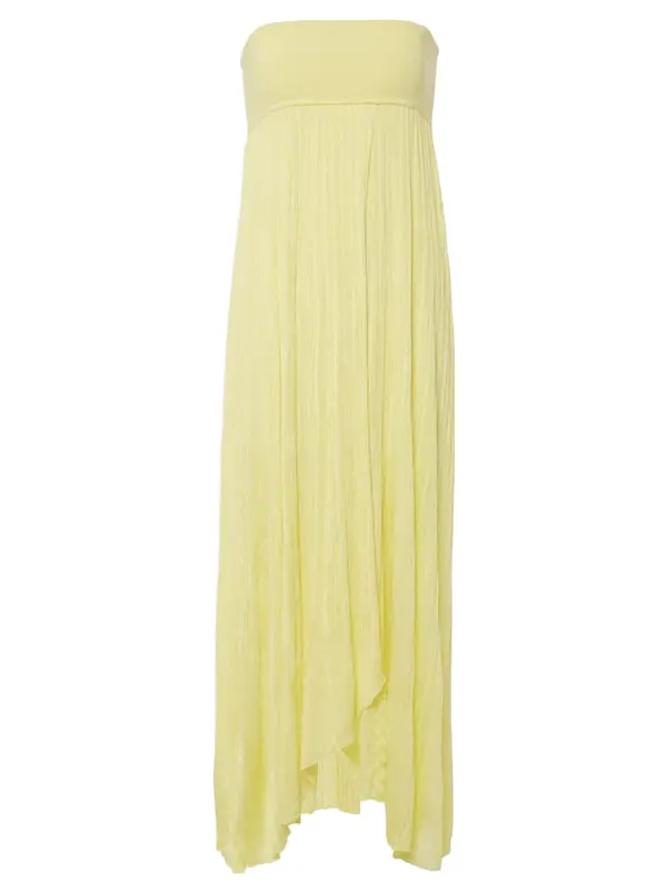 Alaïa Pleated Bustier Maxi Dress - Yellow