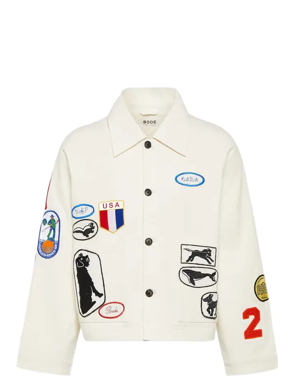 BODE Cambridge Patch-appliqué Cotton Canvas Jacket - White