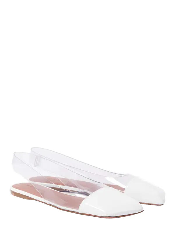 Amina Muaddi Ane Glass Slingback Flats - White