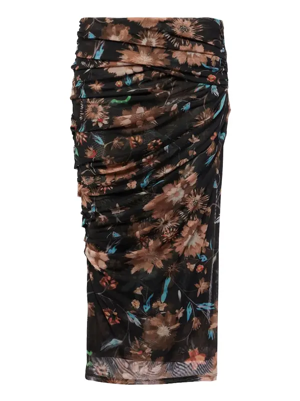 Dorothee Schumacher Sheer Flowers Draped Midi Skirt - Multicoloured