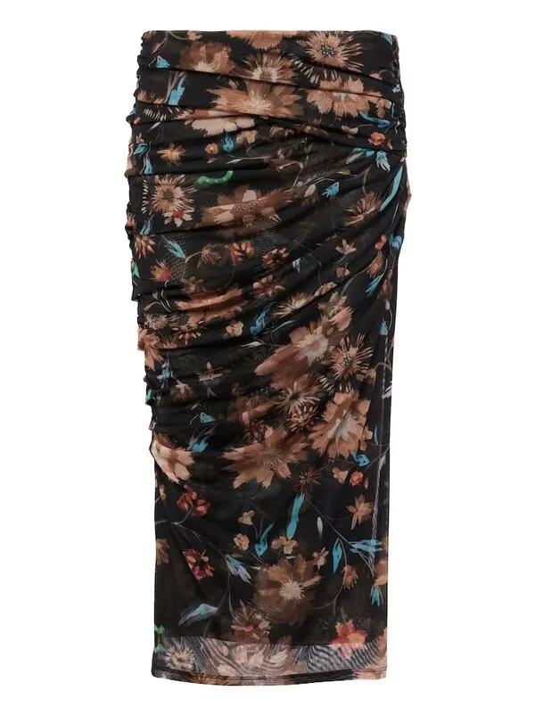 Dorothee Schumacher Sheer Flowers Draped Midi Skirt - Multicoloured