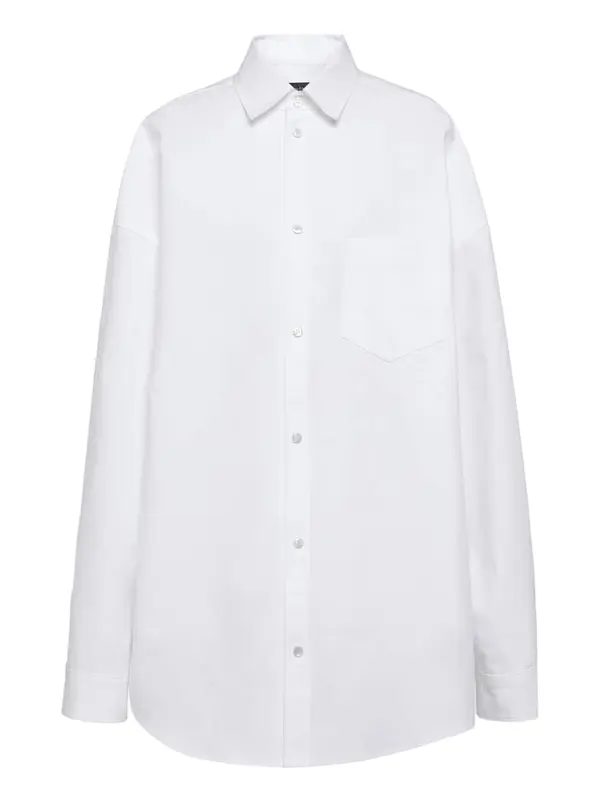 Balenciaga Oversized Cotton Poplin Shirt - White