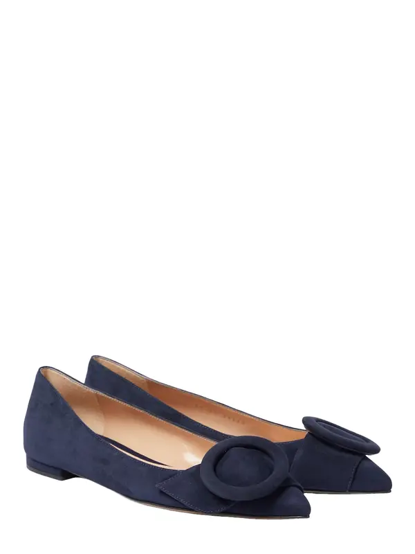 GIANVITO ROSSI Camden Suede Ballet Flats - Blue