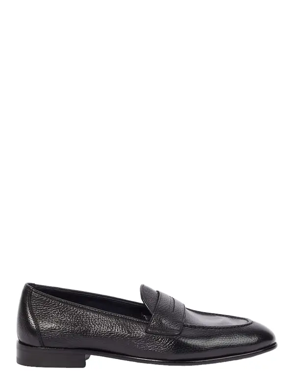Brioni Appia Grained Leather Penny Loafers - Black
