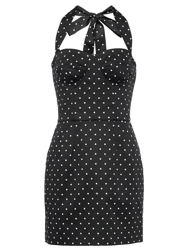 Dolce & Gabbana Polka-dot Cotton-blend Drill Corset Dress - Black