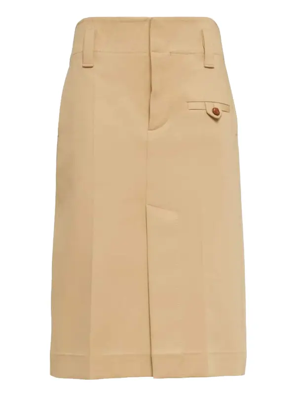 Bottega Veneta Cotton Canvas Pencil Skirt - Beige