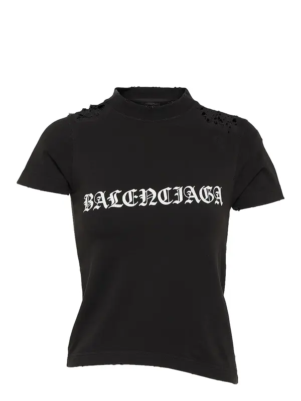 Balenciaga Gothic Type Shrunk T-shirt - Black