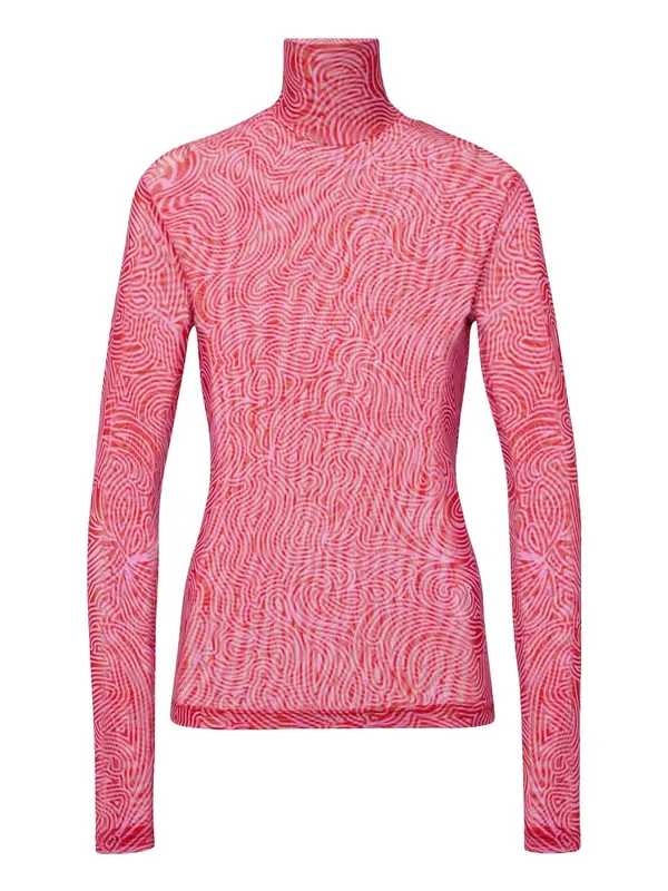 Dries Van Noten Mesh Turtleneck Top - Red
