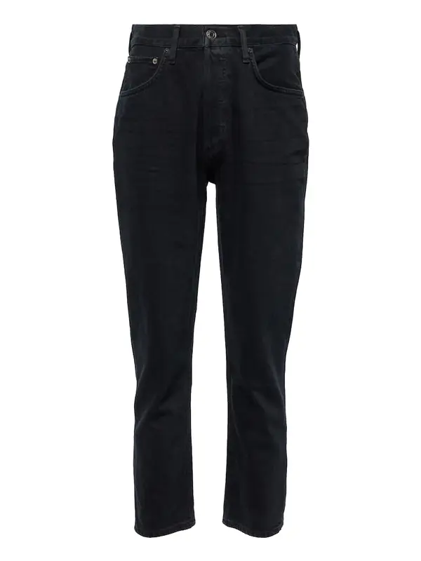 AGOLDE Riley Crop High-rise Slim Jeans - Black