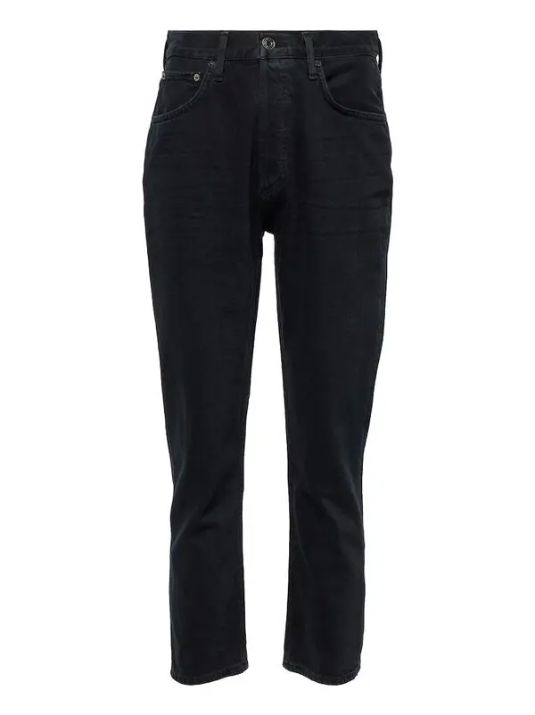 AGOLDE Riley Crop High-rise Slim Jeans - Black