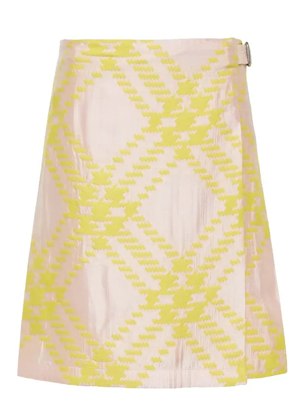 Burberry Checked Miniskirt - Yellow