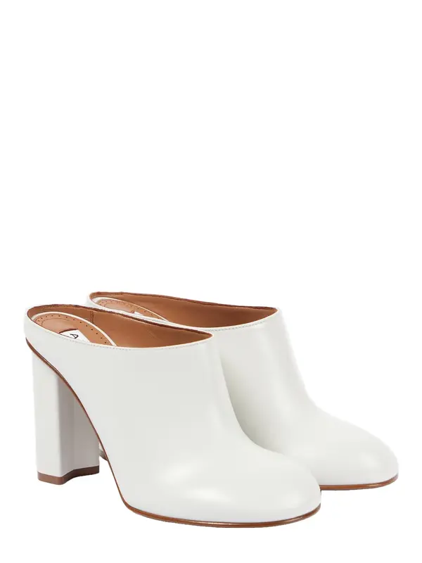 Alaïa Babylone Leather Mules - White