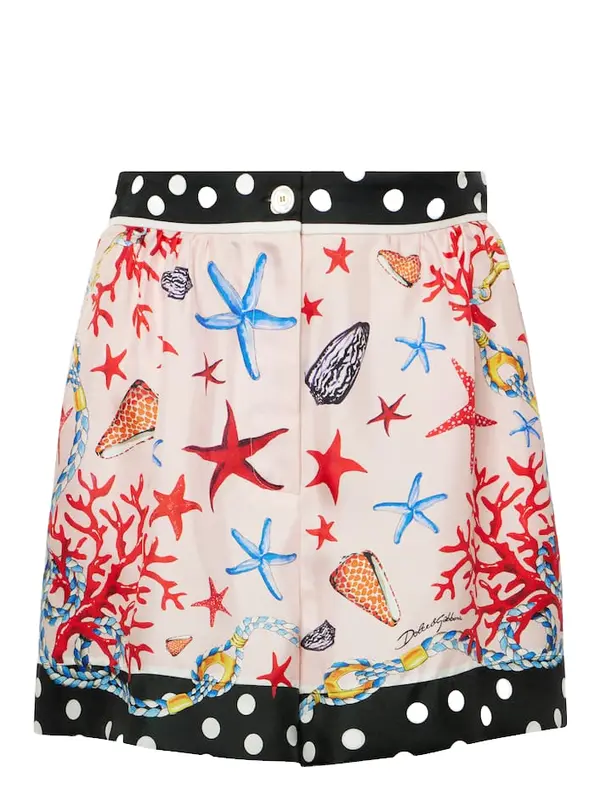 Dolce & Gabbana Capri Printed Silk Shorts - White