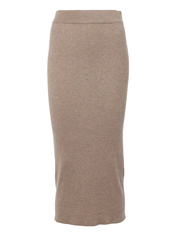 Brunello Cucinelli Knitted Midi Skirt - Beige