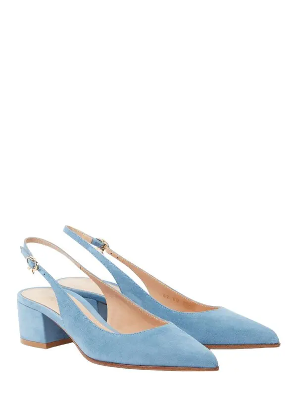 GIANVITO ROSSI Piper 45 Suede Slingback Pumps - Blue