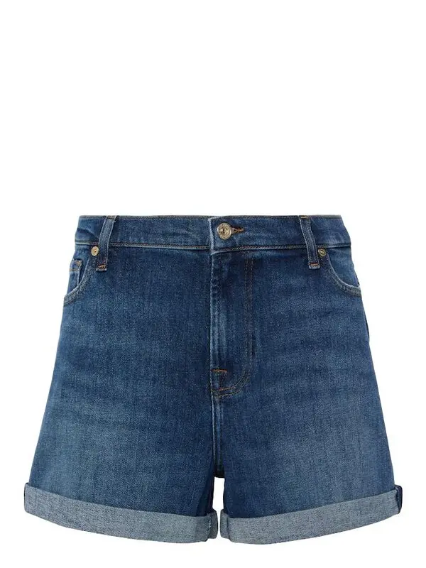 7 For All Mankind Mid-rise Denim Shorts - Blue