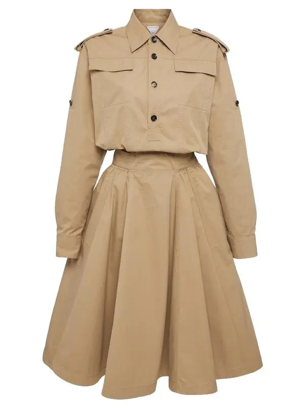 Bottega Veneta Cotton Twill Shirt Dress - Beige