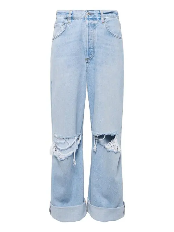 Citizens Of Humanity Ayla Distressed Mid-rise Wide-leg Jeans - Blue