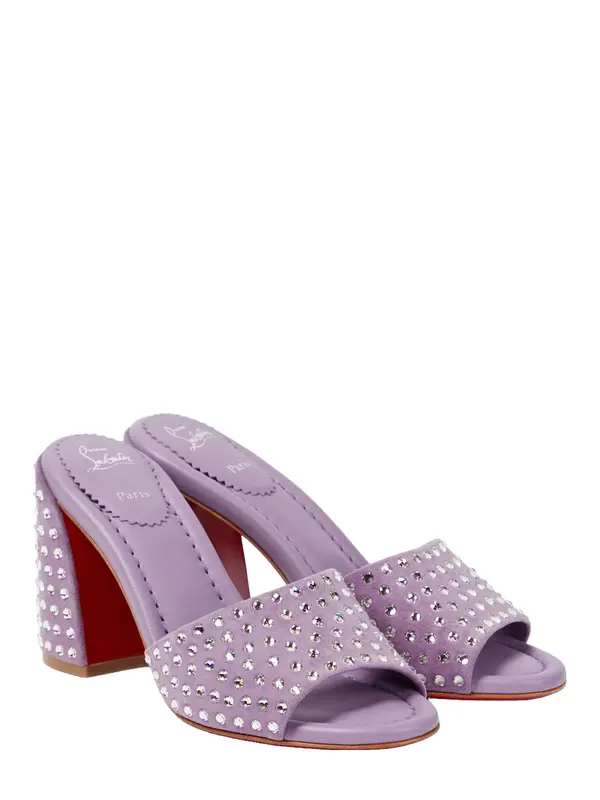 CHRISTIAN LOUBOUTIN Jane Embellished Suede Mules - Purple