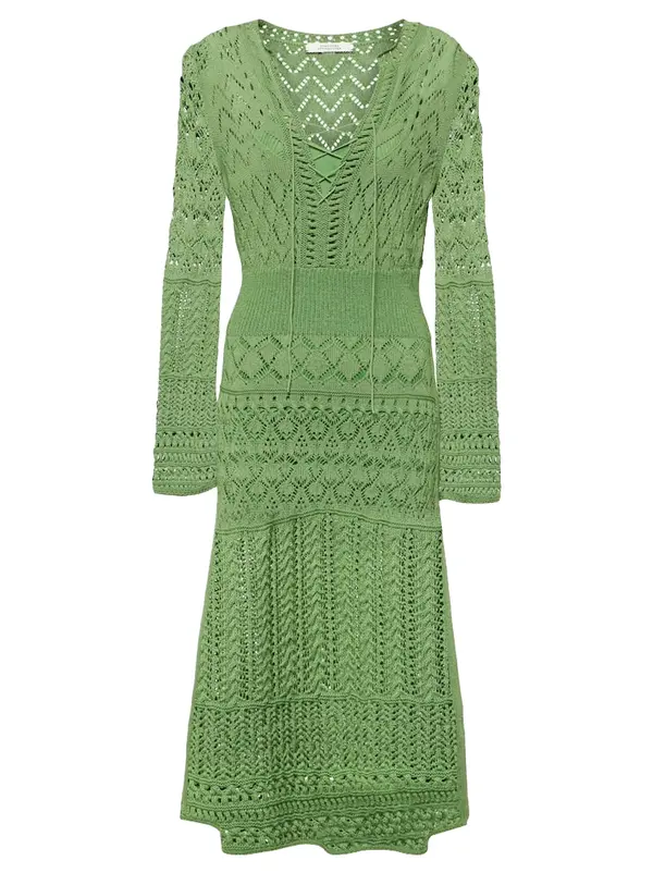 Dorothee Schumacher Seductive Lace Pointelle Midi Dress - Green