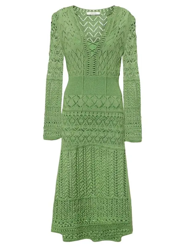 Dorothee Schumacher Seductive Lace Pointelle Midi Dress - Green