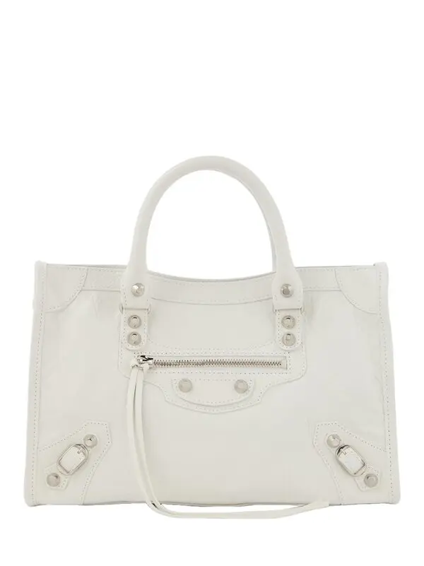 Balenciaga Le City Small Leather Shoulder Bag - White