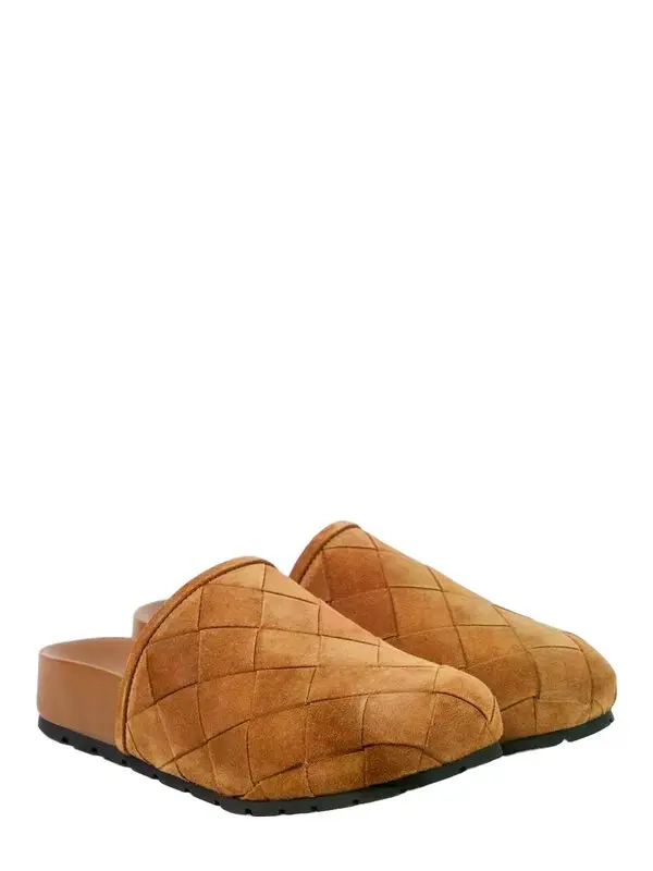 Bottega Veneta Reggie Intrecciato Suede Mules - Brown