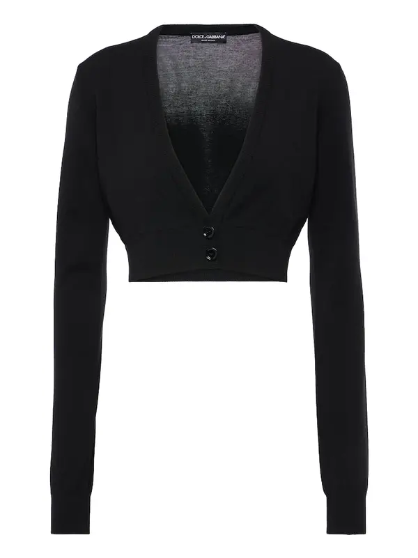 Dolce & Gabbana Cropped Virgin Wool Cardigan - Black