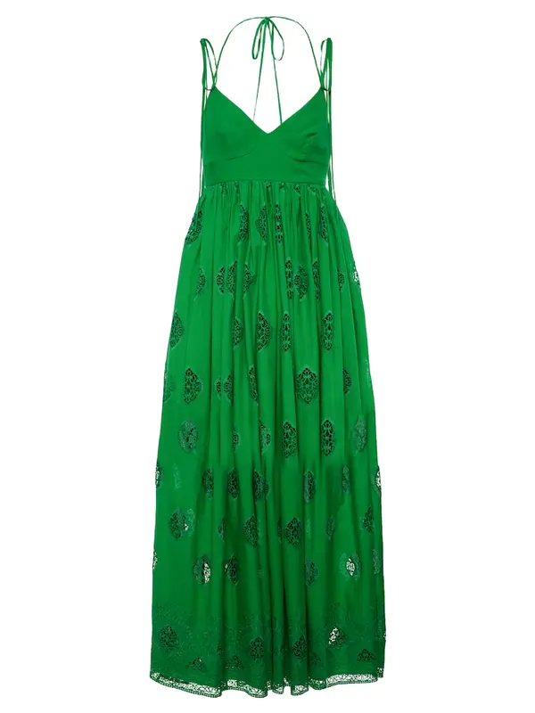 Erdem Embroidered Cotton-blend Midi Dress - Green