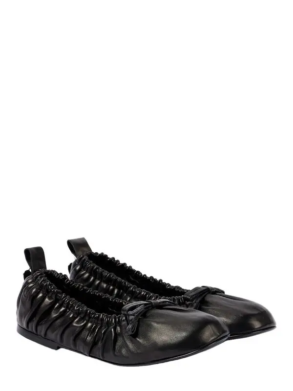 Acne Studios Bow-detail Leather Ballerinas - Black