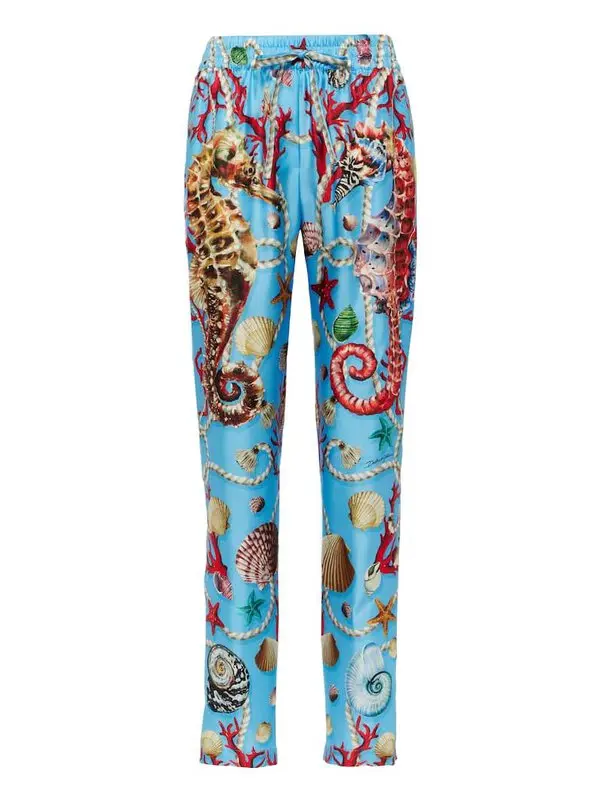 Dolce & Gabbana Capri Printed Silk Straight Pants - Multicoloured