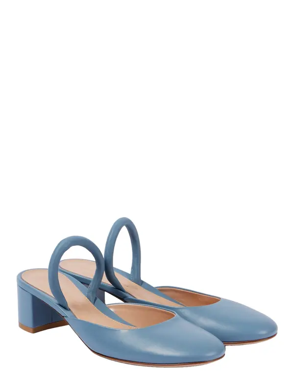 GIANVITO ROSSI Tivoli Leather Mules - Blue