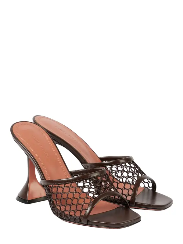 Amina Muaddi Lupita 95 Mesh Mules - Brown