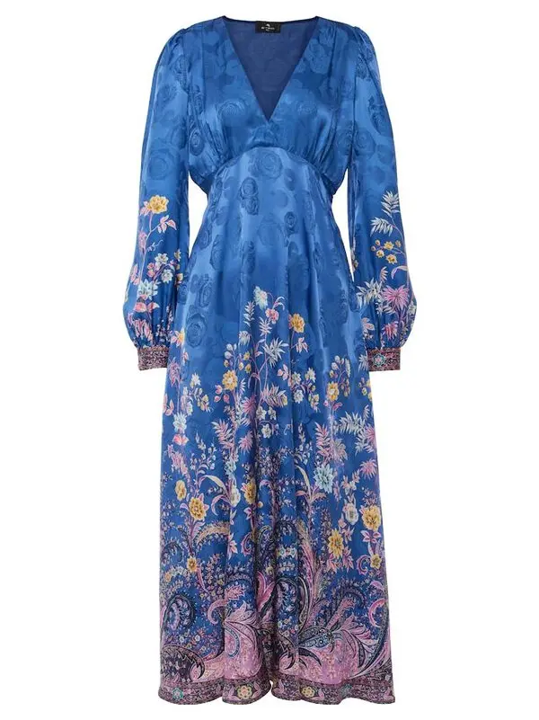 Etro Paisley Print Midi Dress - Blue