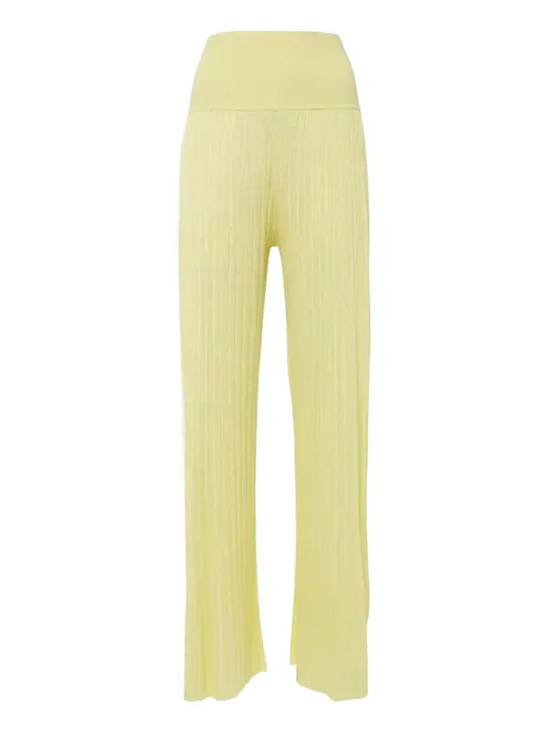 Alaïa Pleated High-rise Straight Pants - Yellow