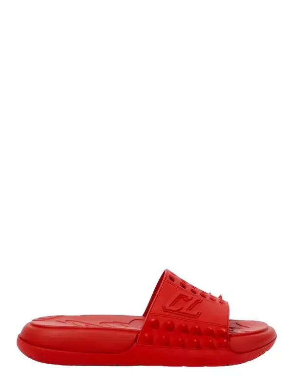 CHRISTIAN LOUBOUTIN Embellished Rubber Slides - Red