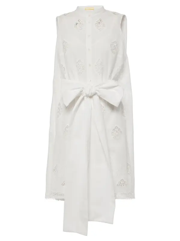 Erdem Embroidered Cotton-blend Minidress - White